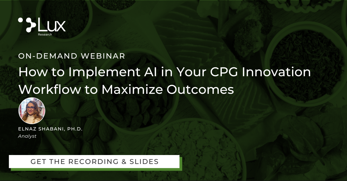 How to Implement AI in Your CPG Innovation Workflow to Maximize Outcomes - Lux Research