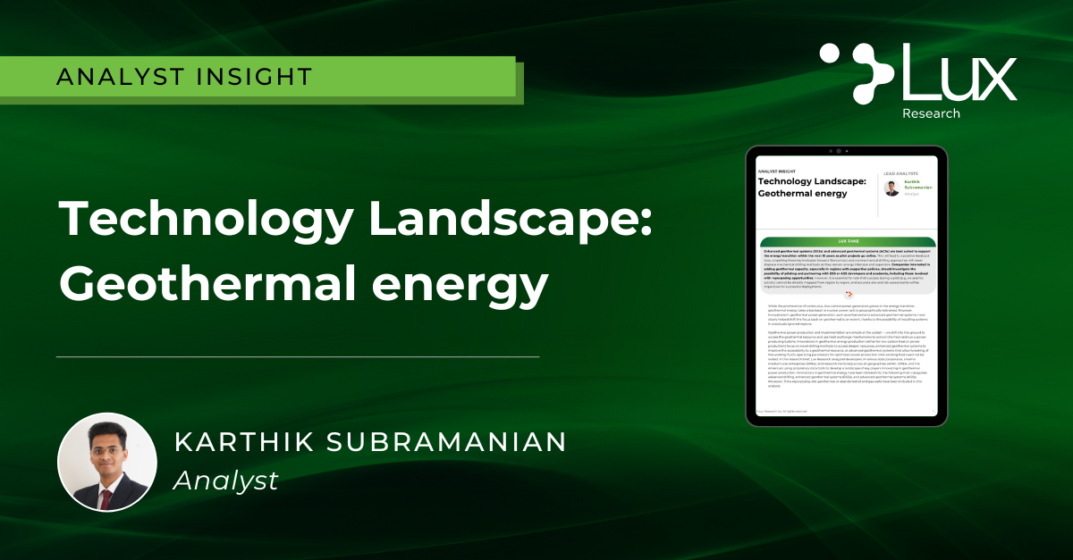 Technology Landscape: Geothermal energy - Lux Research