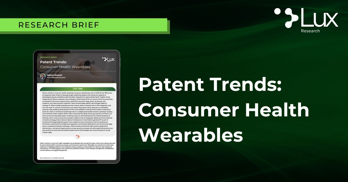Patent Trends: Consumer Health Wearables - Lux Research